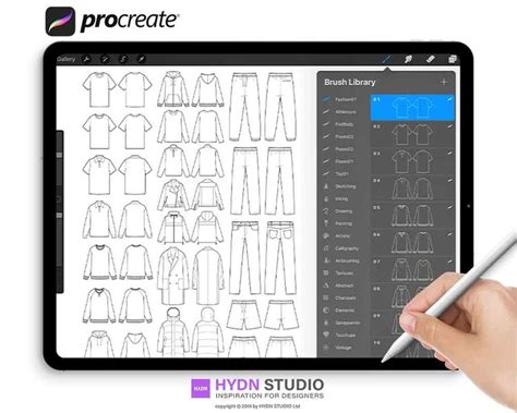 패션 디자이너를 위한 의류 도식화 세트 스템프 브러쉬 헤이든스튜디오