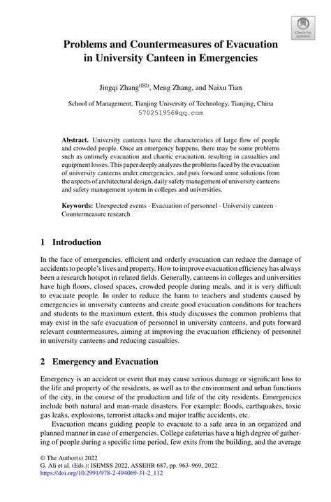 Pdf Problems And Countermeasures Of Evacuation In University Canteen In Emergencies