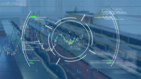 animation of scope scanning and data processing over empty classroom