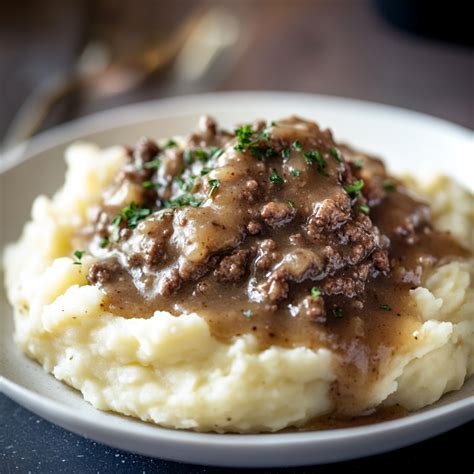 Comforting Hamburger Gravy Over Mashed Potatoes