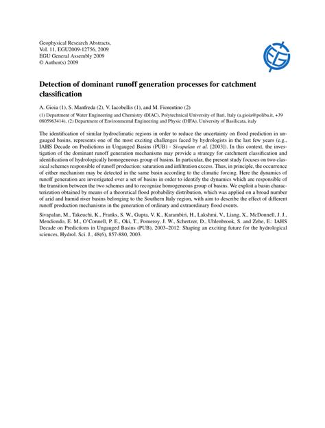 Pdf Detection Of Dominant Runoff Generation Processes For Catchment