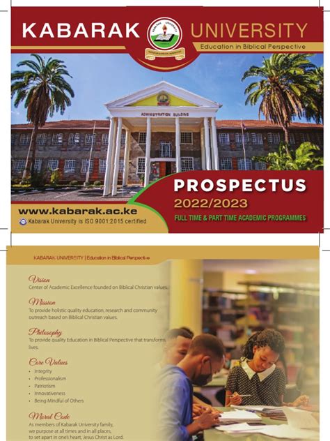 Kabarak University Prospectus Pdf Bachelors Degree Academic Degree