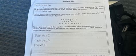 Solved Unique ID W 2 2The Proton Proton ChainAs We Have Chegg Com