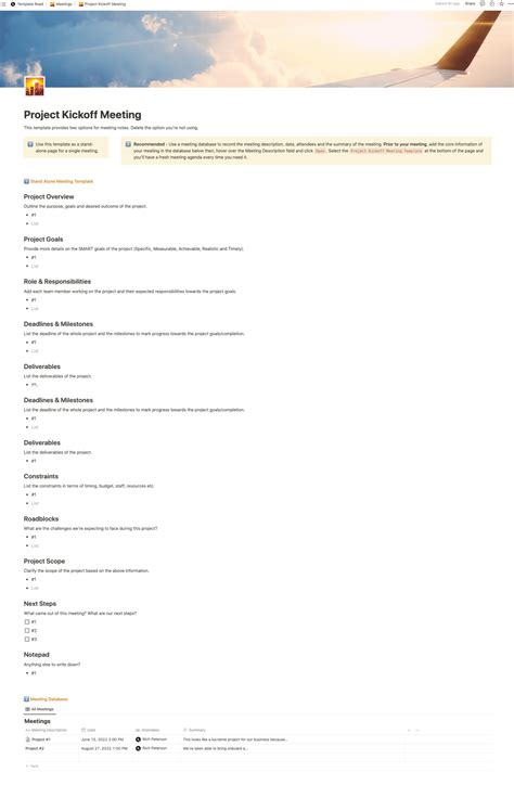 Notion Daily Standup Meeting Template Template Road