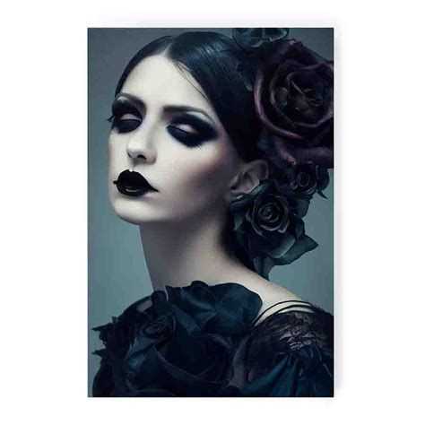 Cuadro Moderno Mujer Victoriana Con Rosas Negras Supercreativa