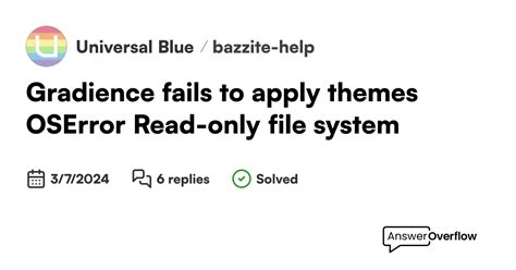 Gradience Fails To Apply Themes Oserror Read Only File System