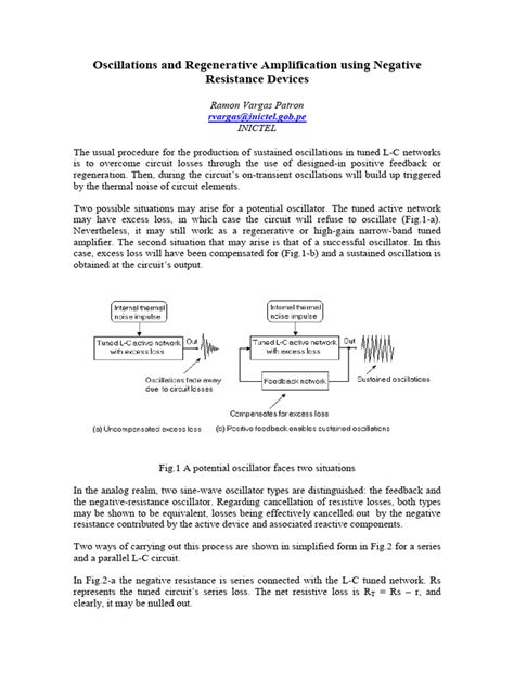 Oscillations And Regenerative Amplification Using Negative Resistance