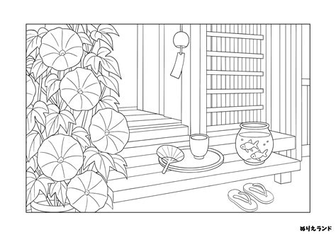 8月の夏を彩る高齢者向け塗り絵｜金魚鉢・麦わら帽子も登場【無料】