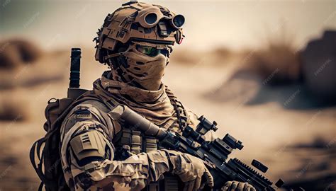 Premium Photo Elite Unit Special Forces Soldier In Camouflage Uniform