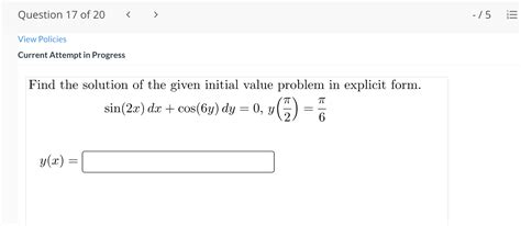 Solved Question 16 Of 20 View Policies Current Attempt In Chegg Com