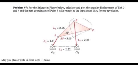Problem 7 For The Linkage In Figure Below Calculate And Plot The