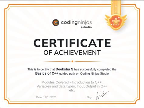 Deeksha S On Linkedin Cpp Cppprogramming Codingninjas