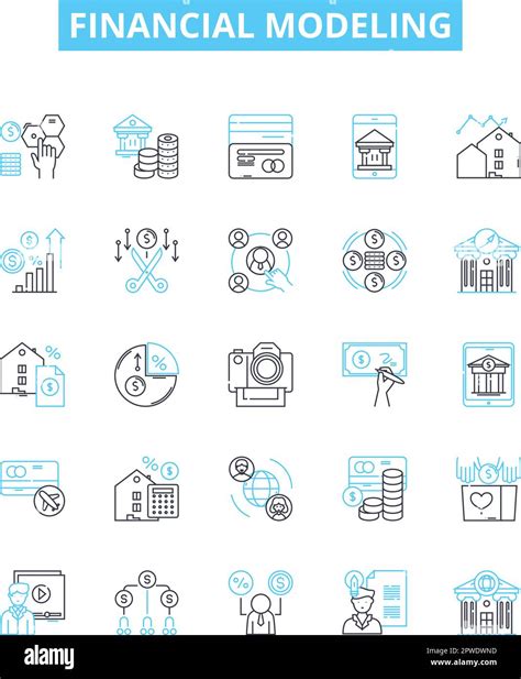 Financial Modeling Vector Line Icons Set Cashflow Forecasting