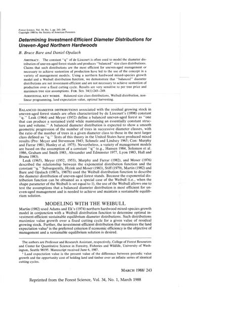 Pdf Notes Determining Investment Efficient Diameter Distributions