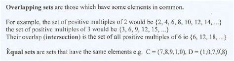 differentiate between overlapping sets and equal sets as they are used