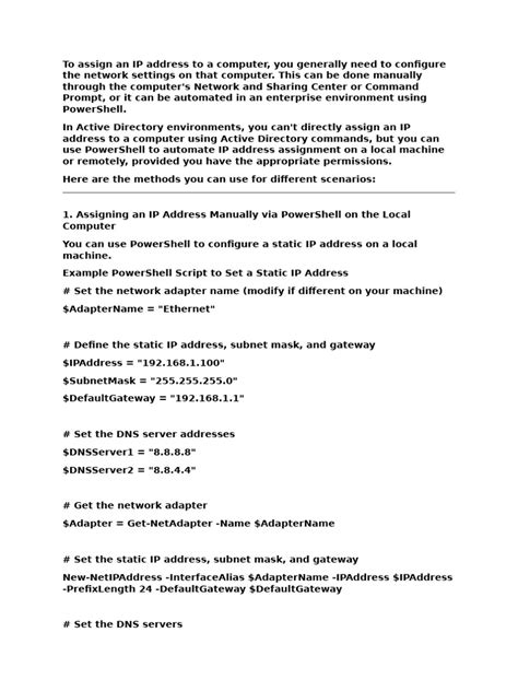 Assign Ip To Computer Pdf Ip Address Computer Network