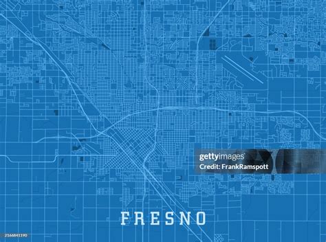 Fresno Ca City Vector Road Map Blue Horizontal High Res Vector Graphic