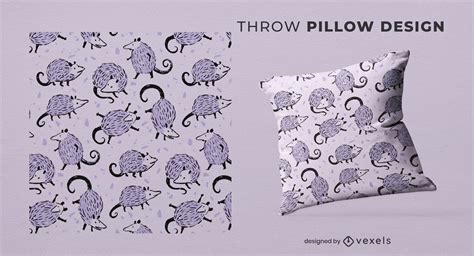 Cute Possum Pattern Throw Pillow Design Vector Download