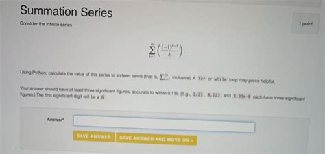 Solved Summation Series Consider The Infinite Series 1 Point