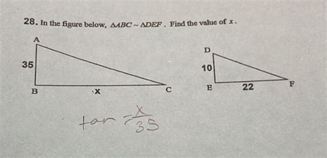 solved in the figure below abcsim def find the value of x [math]