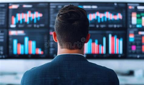 A Business Professional Analyzes Data Trends On Multiple Screens In A Modern Office Focusing On