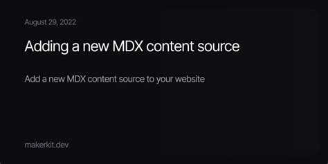 Adding A New MDX Content Source