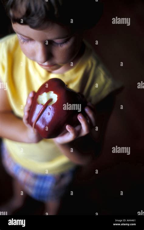 Worm In Apple Stock Photo Alamy