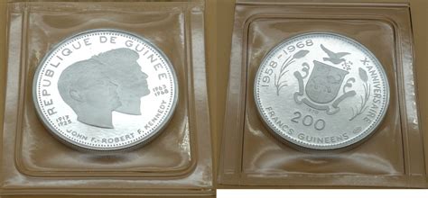 Guinea 200 Francs 1970 John F Kennedy Proof Ma Shops