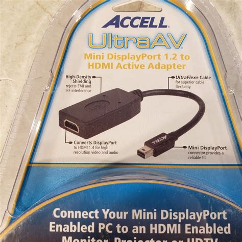 accell b086b 007b 2 ultraav mini displayport 1 2 to hdmi active adapte