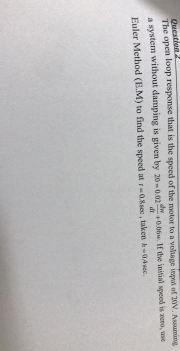 solved the open loop response that is the speed of the motor