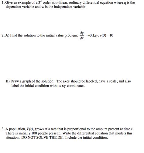 Solved Give An Example Of A 3rd Order Non Linear Ordinary