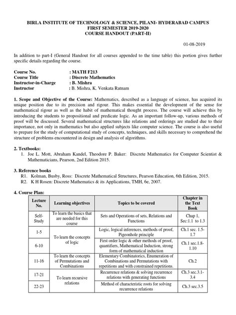Math F213 Pdf Combinatorics Recurrence Relation