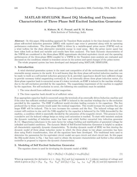 Pdf Matlab Simulink Based Dq Modeling And Dynamic Progress In Electromagnetics Research