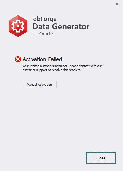 Activating DbForge Data Generator For Oracle