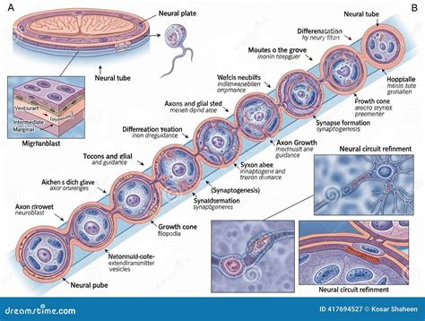 Neural Tube Formation As Embryo Medical Development Stage Outline
