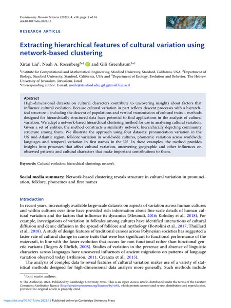 extracting hierarchical features of cultural variation using