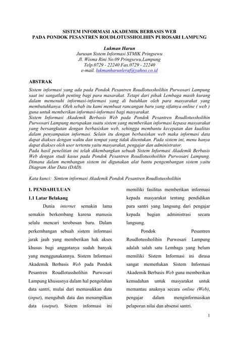 15 Contoh Jurnal Pengembangan Sistem Informasi Akademik Berbasis Web Png