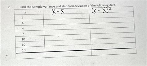 Solved Find The Sample Variance And Standard Deviation Of Chegg Com