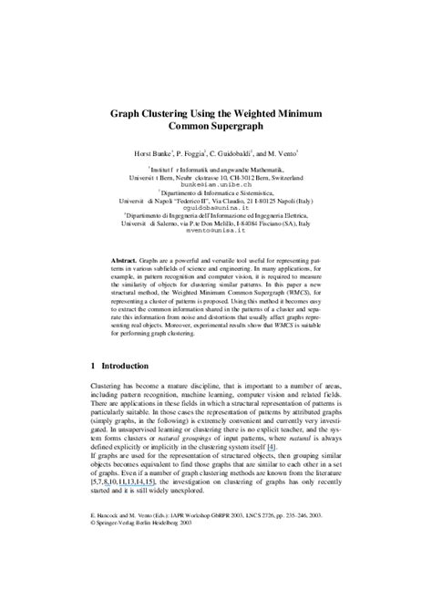 Pdf Graph Clustering Using The Weighted Minimum Common Supergraph