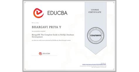 Completion Certificate For Mongodb The Complete Guide To Nosql
