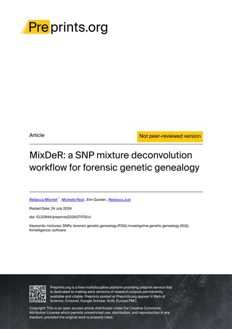 Pdf Mixder A Snp Mixture Deconvolution Workflow For Forensic Genetic
