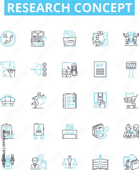 Research Concept Vector Line Icons Set Analysis Survey Experiment