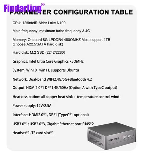 데스크탑 게이밍 컴퓨터 미니 Pc 인텔 N100 쿼드 코어 윈도우 11 프로 Ddr4 4800hz 8gb 512gb Ssd Bt42 1000m Lan 12