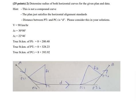 Solved Points Determine Radius Of Both Horizontal Chegg