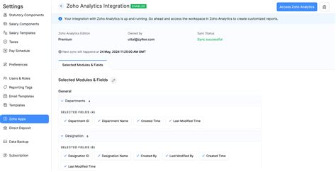 Integrations Zoho Analytics Zoho Payroll Help
