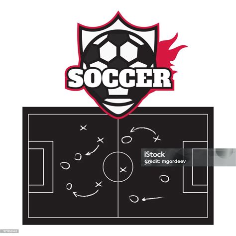 칠판에 축구 또는 축구 게임 전략 계획 축구 전략 위원회 게이트에 대한 스톡 벡터 아트 및 기타 이미지 게이트 공 스포츠 장비 그림 그리기 Istock