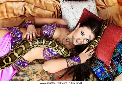 Shot Oriental Woman Posing Python Stock Photo 54471298 Shutterstock
