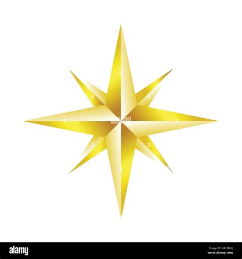 Compass Rose Navigation Golden Star Vector Symbol Graphic Logo Design