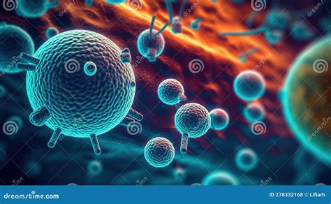 Toma Macro De Diferentes Tipos De Microbios Células De Virus Y