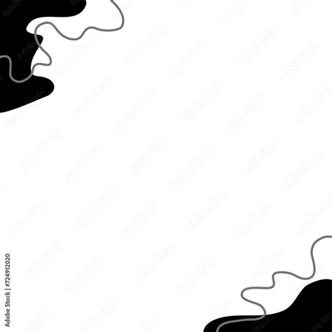 Black And Grey Abstract Squiggle Blob Border Background Doodle Corner Decoration Frame Stock